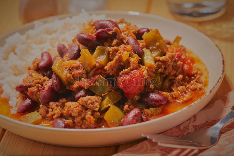 Mexican Hot Chilli with Rice. Stock Photo - Image of vegetables, salt ...