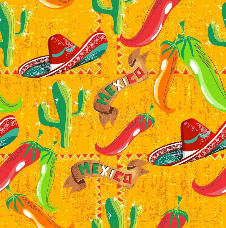 Mexican Icons Pattern Stock Illustrations – 1,402 Mexican Icons Pattern ...