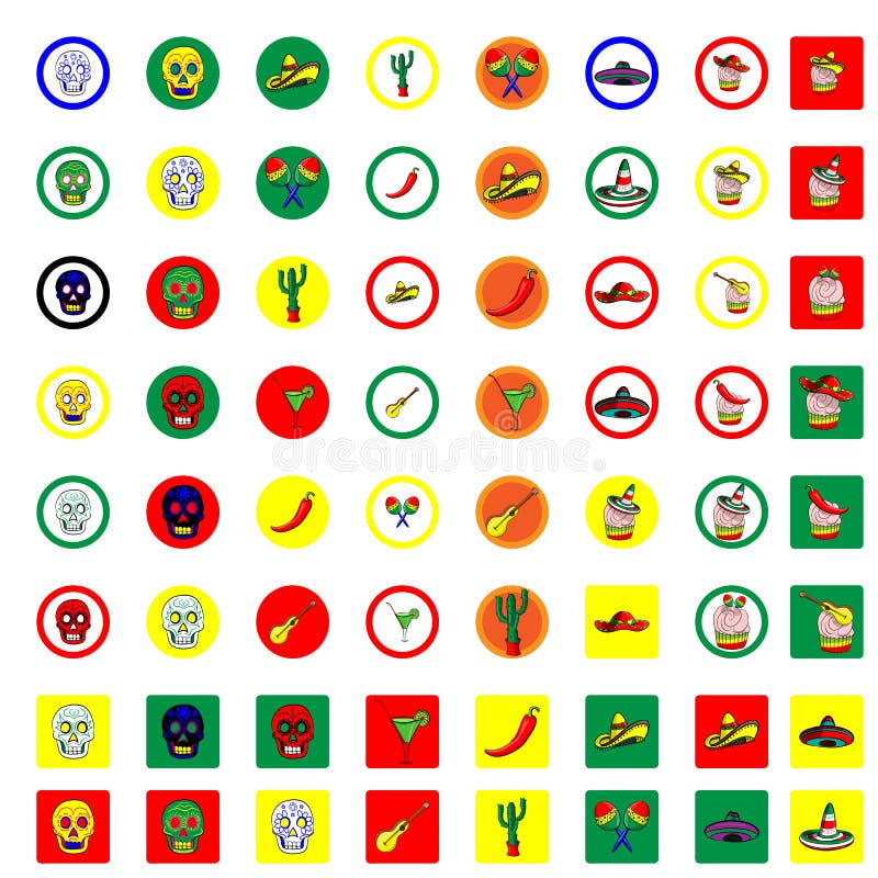 Mexican icons set stock illustration. Illustration of icons - 55031267