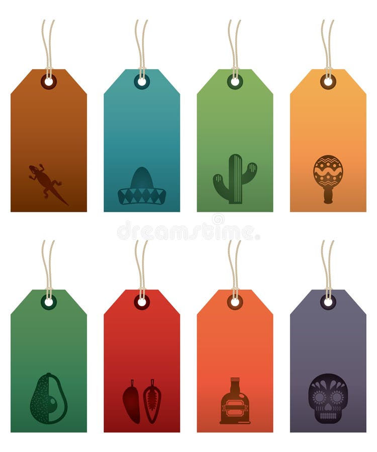 Mexican Labels Set. Vector Colored Designs of Mexican Badges Stock ...