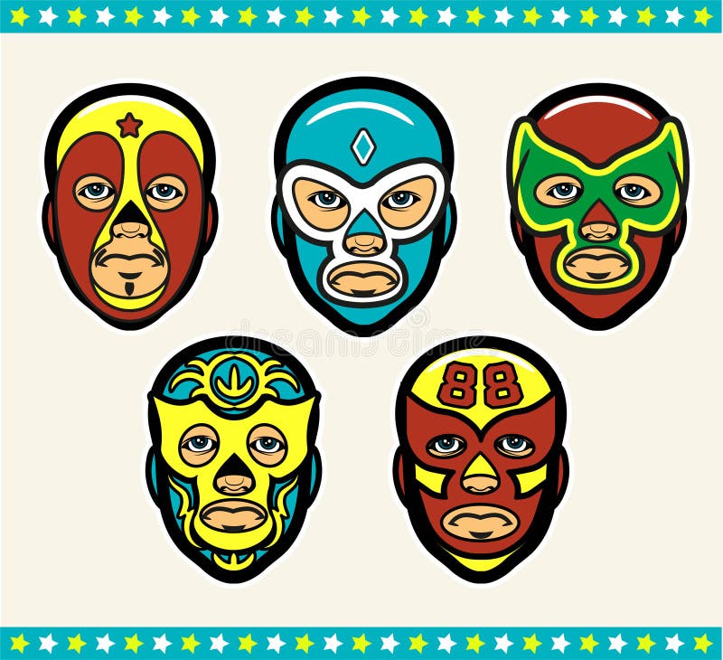 Wrestling masks stock vector. Illustration of drawing - 11042286
