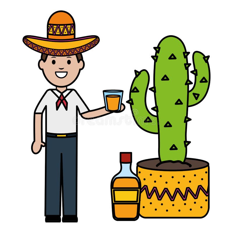 Mexican Man with Cactus Plant Avatar Character Stock Vector ...