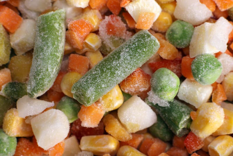 Mexican Mix of Frozen Vegetable - Carrots, Peas, Corn Closeup Stock ...