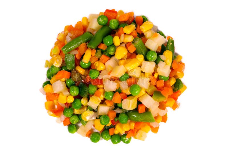 Mexican Mix of Frozen Vegetable Isolated on White Background Top View ...