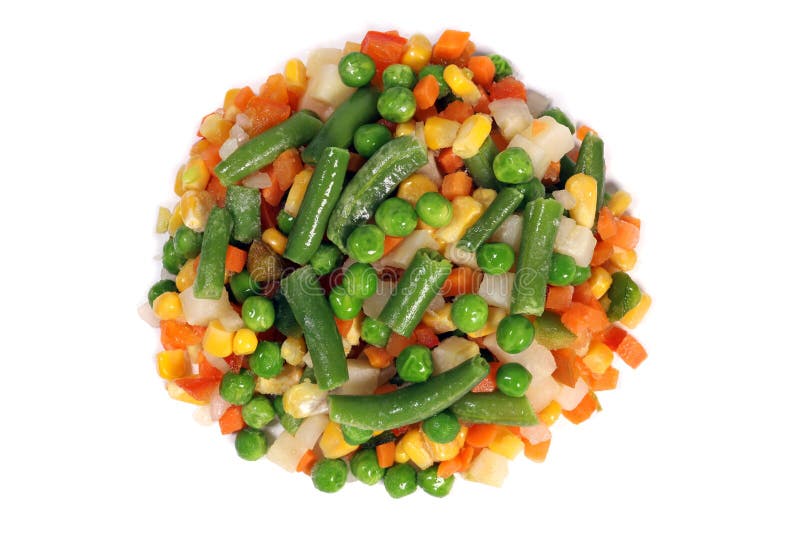 Mexican Mix of Frozen Vegetable Isolated on White Background Top View ...