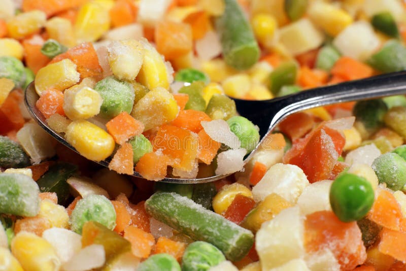 Mexican Mix of Frozen Vegetable in Spoon Stock Photo - Image of yummy ...