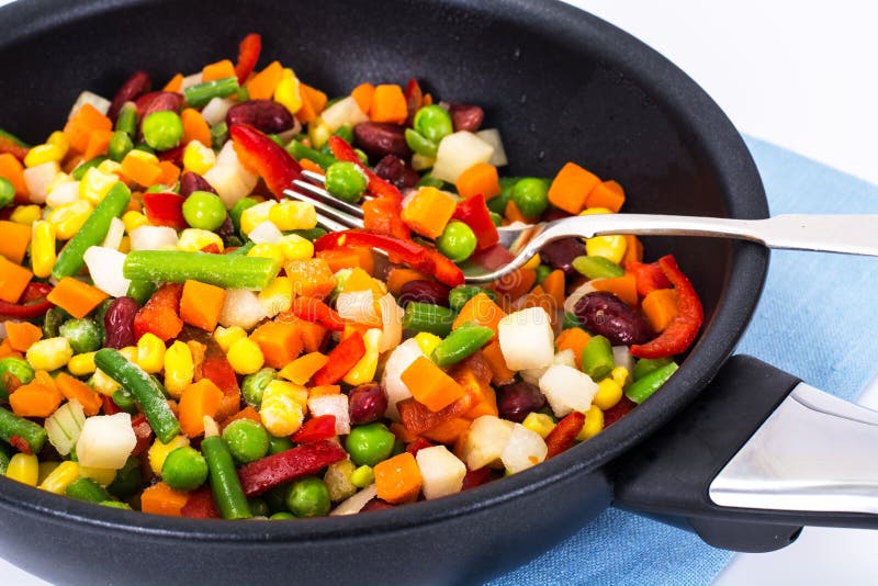 Mexican Mixture of Vegetables, Cooked in a Frying Pan Stock Image ...