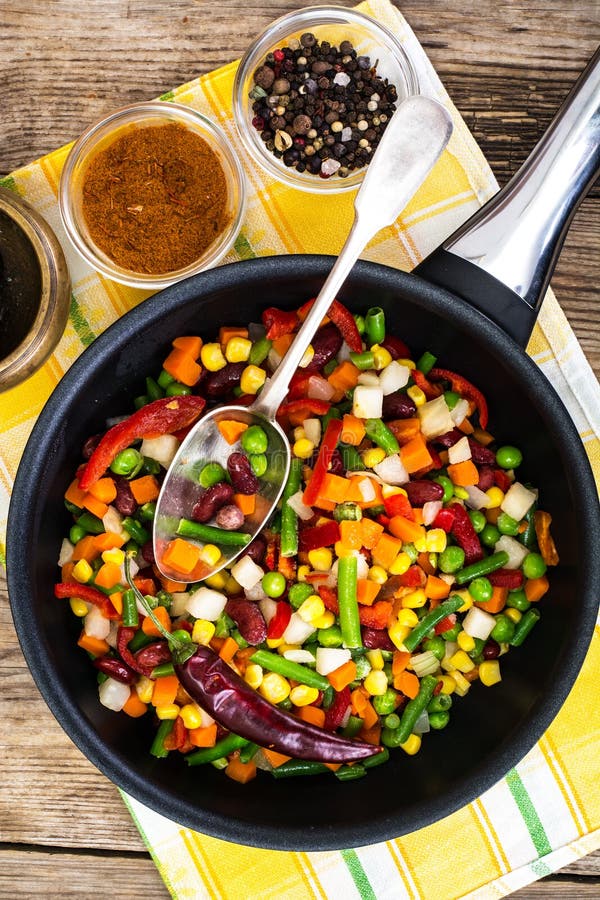 Mexican Mixture of Vegetables, Cooked in a Frying Pan Stock Photo ...