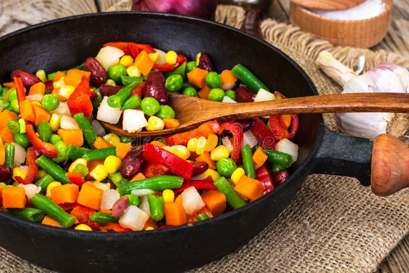 Mexican Mixture of Vegetables, Cooked in a Frying Pan Stock Image ...
