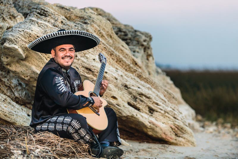 Mexican Musician Mariachi with Guitar Stock Image - Image of music ...