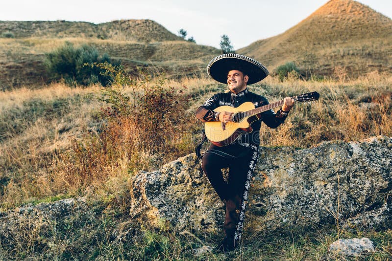 Mexican Musician Mariachi with Guitar Stock Image - Image of instrument ...