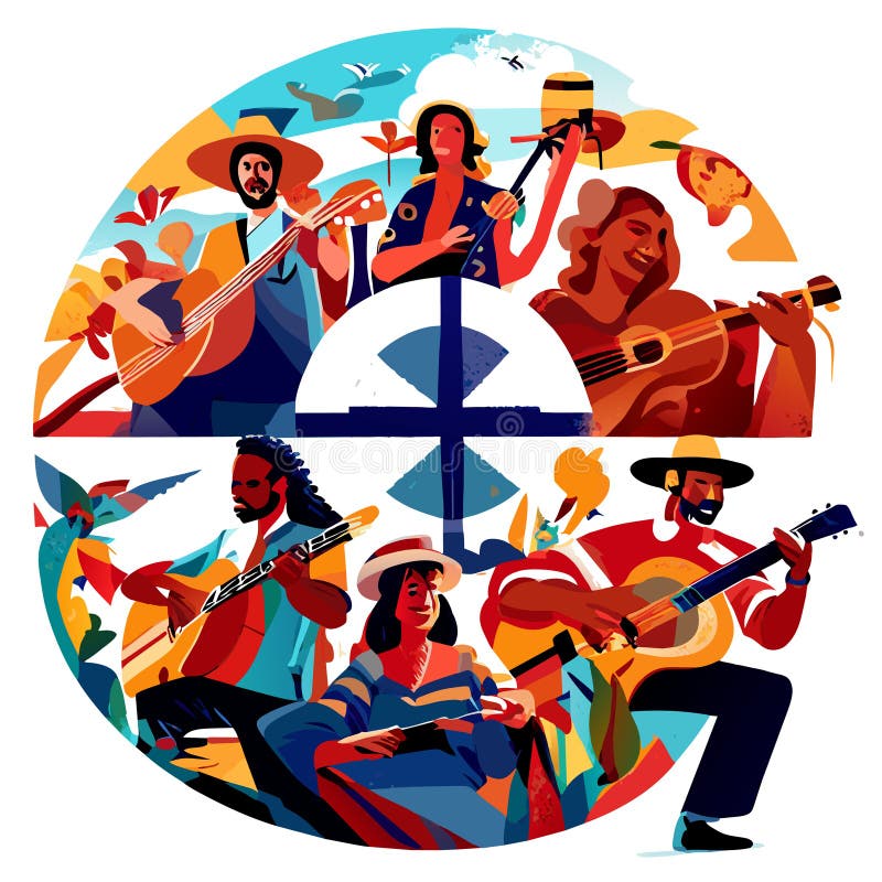 Mexican Musicians. Group of People Playing Different Music Instruments ...