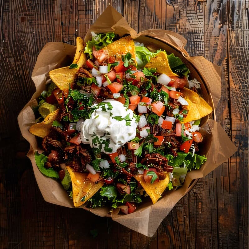Mexican Nachos with Salsa, Guacamole, Cheese and Vegetables Stock ...