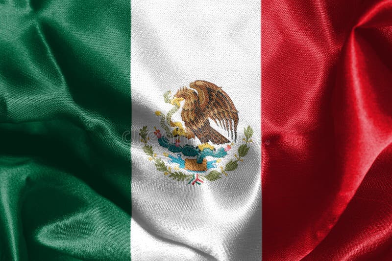 Mexican National Flag with Eagle Coat of Arms 3D Rendering Stock ...