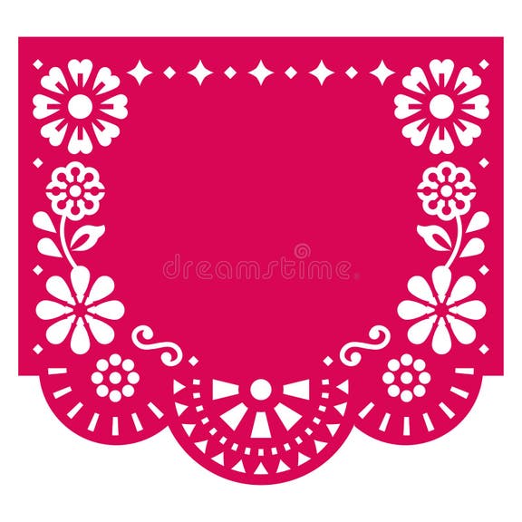 Papel Picado Vector Template Design with Flowers and Geometric Shapes ...