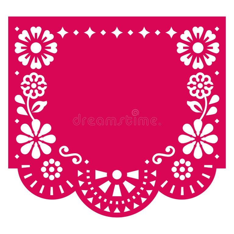 Papel Picado Vector Template Design with Flowers and Geometric Shapes ...