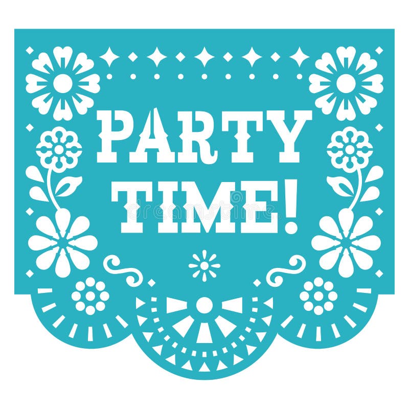 Party Time! Papel Picado Vector Design, Retro Mexican Garland Paper ...