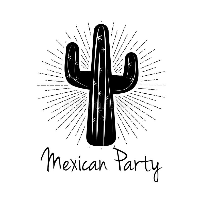 Mexican Party Cactus. on White Background Stock Vector - Illustration ...