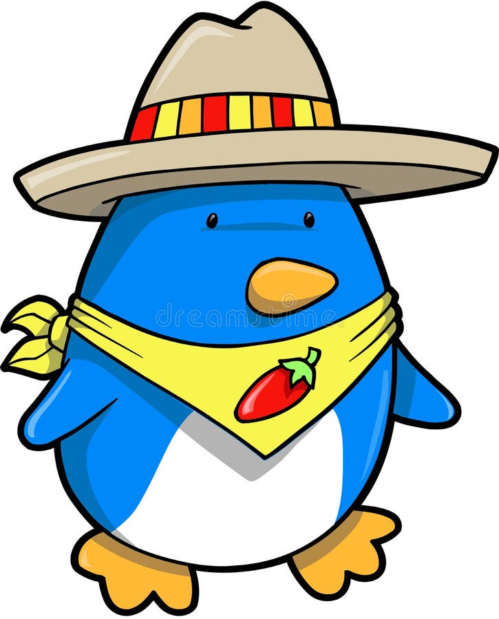 Mexican Penguin Vector stock vector. Illustration of spicy - 6857156