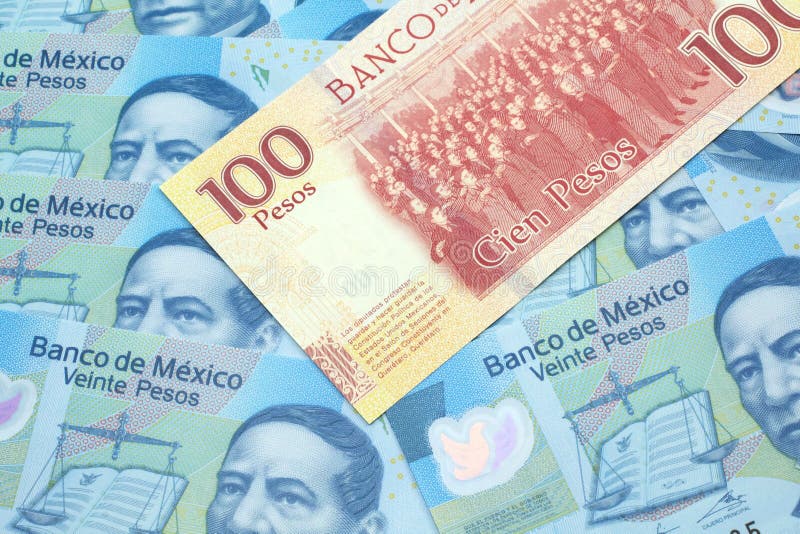 A Mexican Peso Bank Note with Mexican Twenty Peso Bank Notes Stock ...
