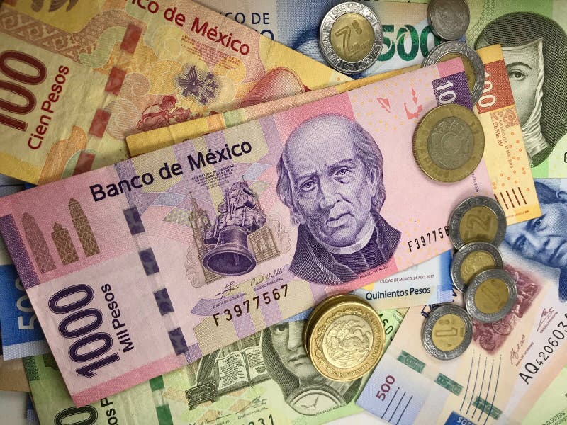Mexican Peso Bills Spread Randomly Over a Flat Surface Editorial Photo ...