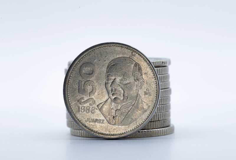 Mexican Peso Coin on White Background Stock Photo - Image of monetary ...