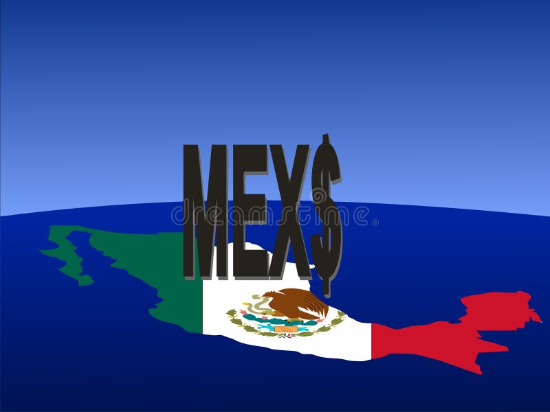 Mexican peso sign with map stock vector. Illustration of cash - 2345073