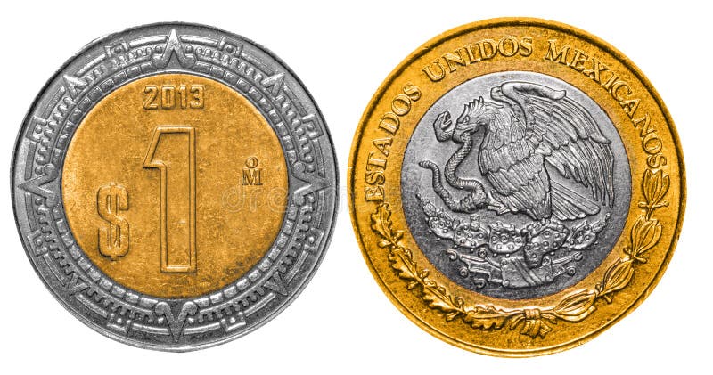 1 Mexican Pesos Back and Front Stock Illustration - Illustration of ...