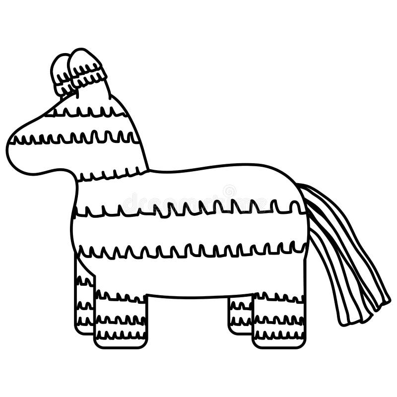 Donkey Pinata Outline Sketch Coloring Page