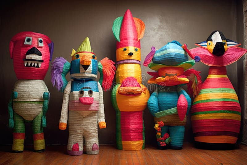 Mexican Pinatas in Different Stages of Completion Stock Illustration ...