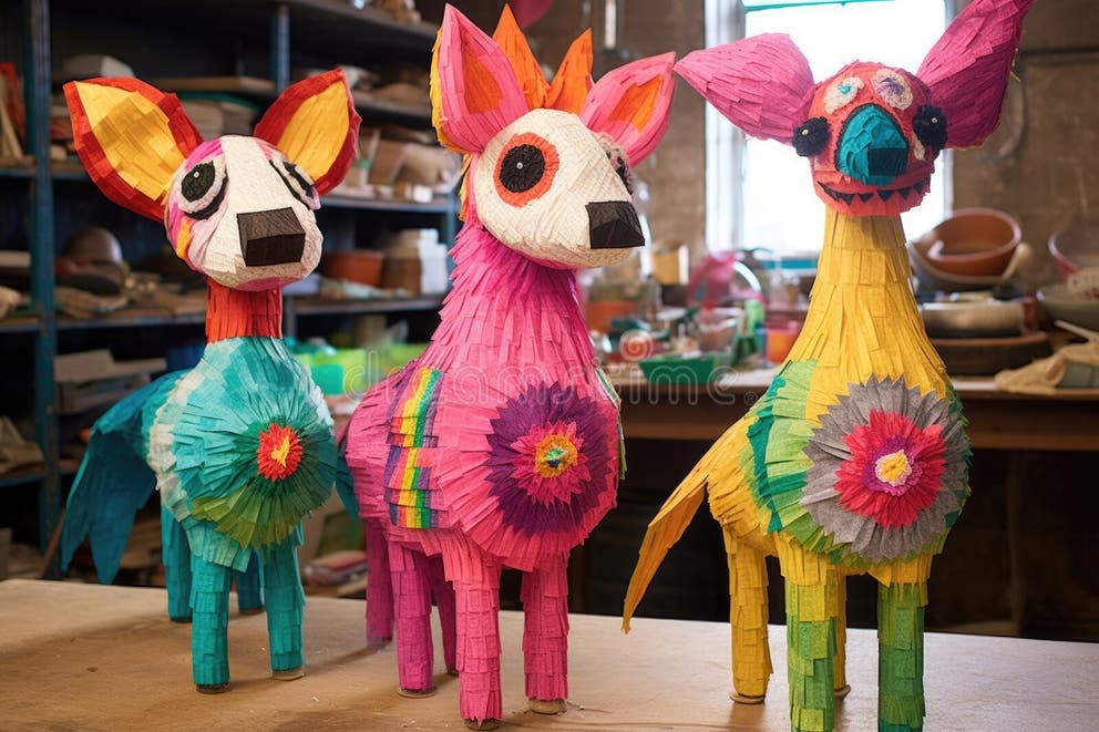 Mexican Pinatas in Different Stages of Completion Stock Illustration ...