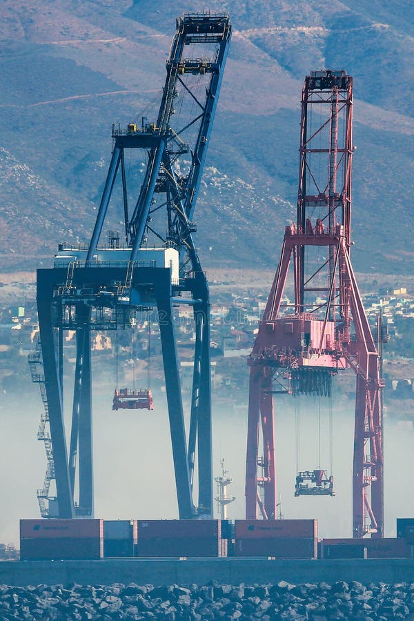 Mexican port of Ensenada editorial stock image. Image of cranes - 74568344