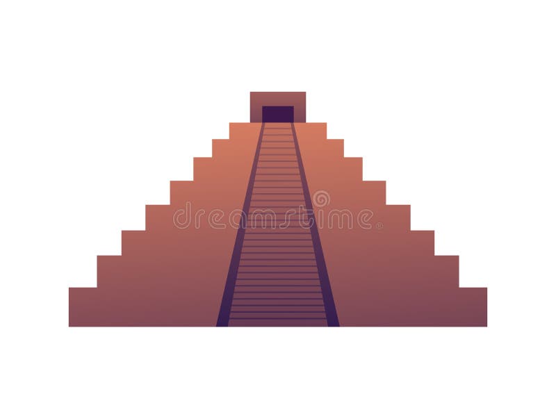Mexican Pyramid Flat Style, Vector Illustration Isolated on White Stock ...