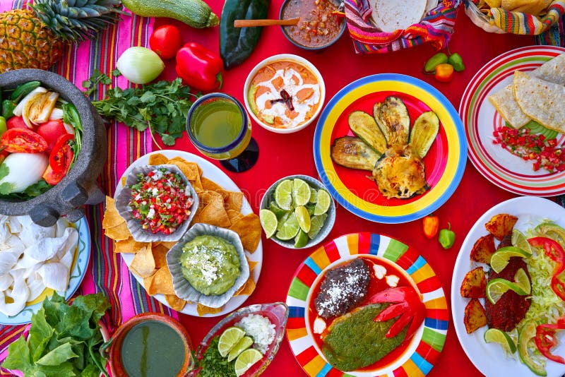 Mexican Recipes Mix with Mexico Sauces Stock Image - Image of meal ...