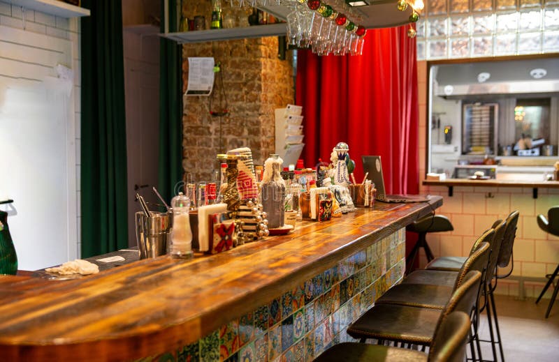 Mexican Restaurant Interior. Bar Counter Stock Image - Image of ...