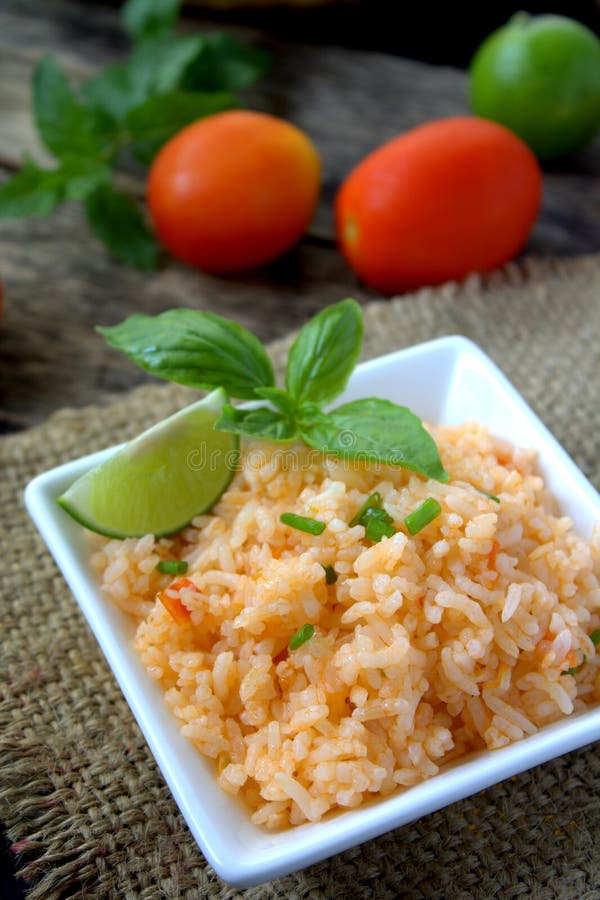Mexican Rice stock image. Image of green, lime, fork - 60999025