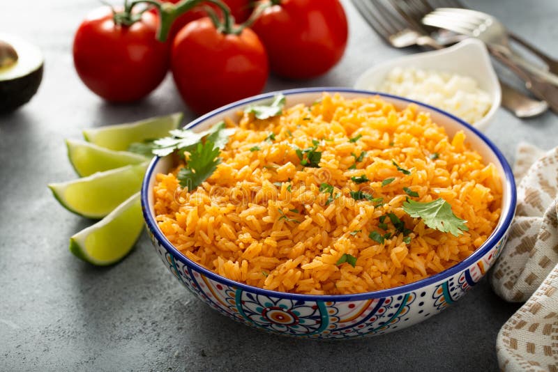 Mexican rice with tomatoes stock image. Image of kitchen - 183780685