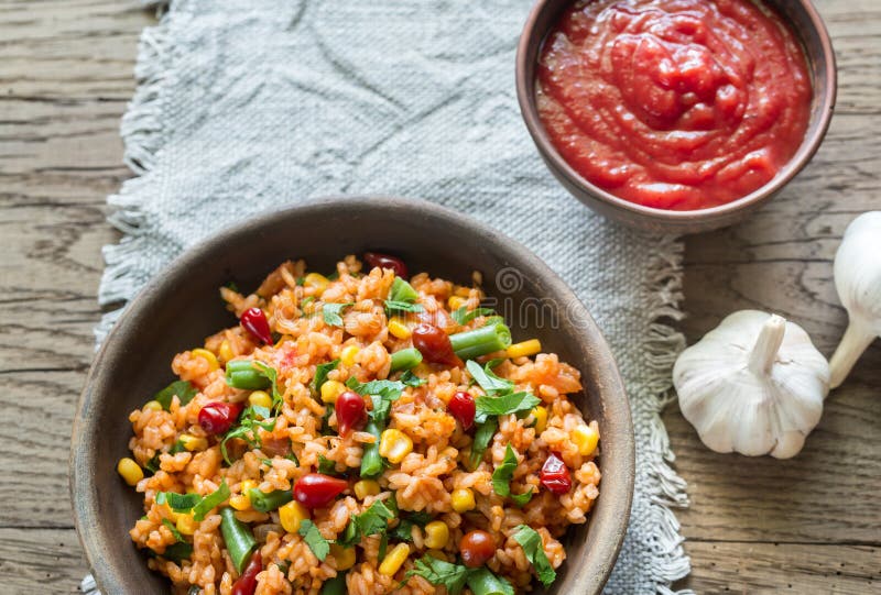 Mexican rice stock image. Image of bowl, cumin, cuisine - 73537839