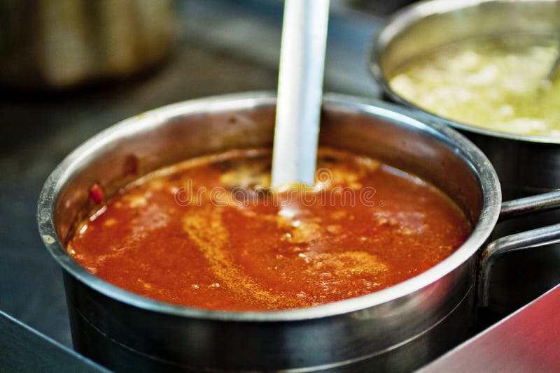 Mexican Sauce in a Steel Pot Stock Photo - Image of kitchen, prahy ...