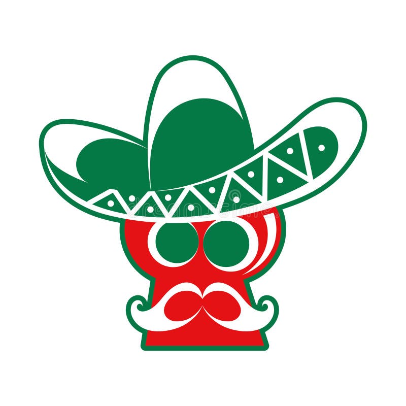 Mexican Skull with a Hat Vector Stock Vector - Illustration of mexico ...