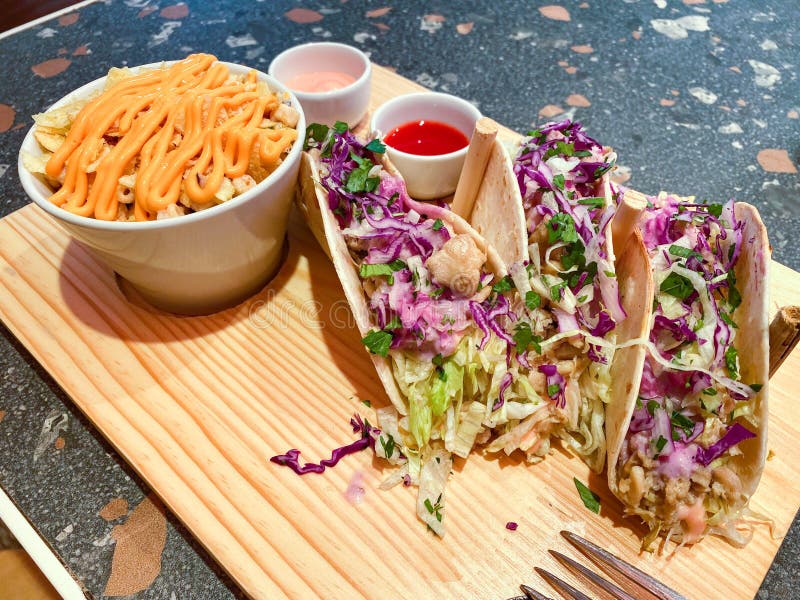 Mexican Soft Shell Beef Tacos Menu Set Served at Restaurant Stock Image ...