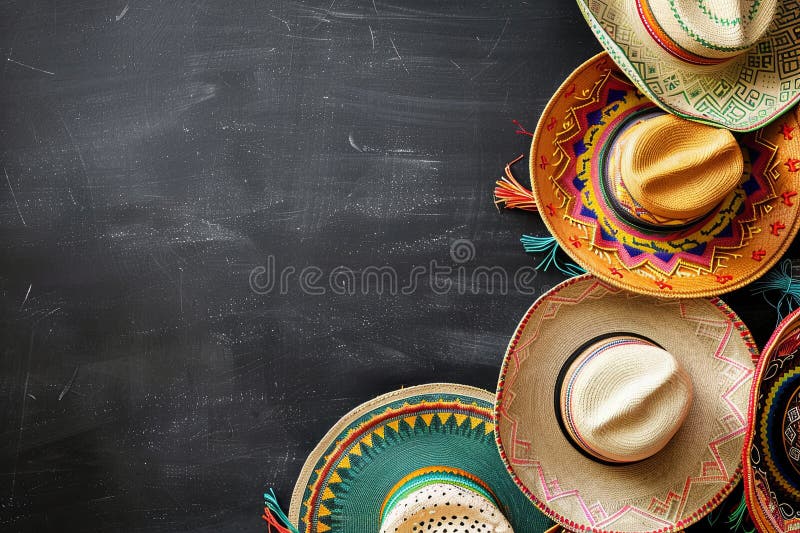 Mexican Sombreros on Chalkboard Backgrounds. Capturing the Festive ...