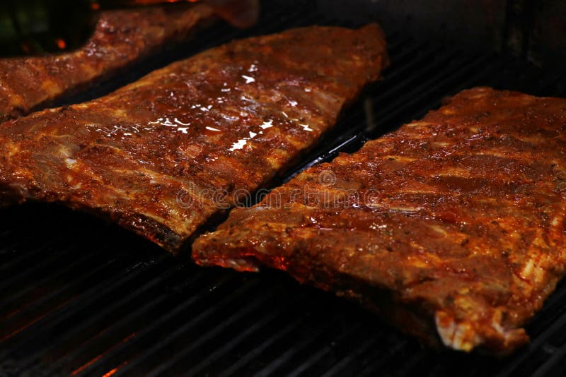 Mexican Spice Marinated Pork Spare Ribs on a Barbecue Grill Stock Image ...