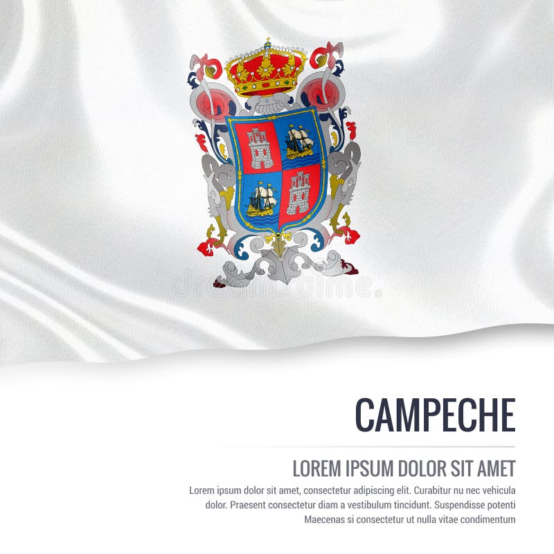 Campeche Map With Mexican National Flag Illustration Stock Vector ...