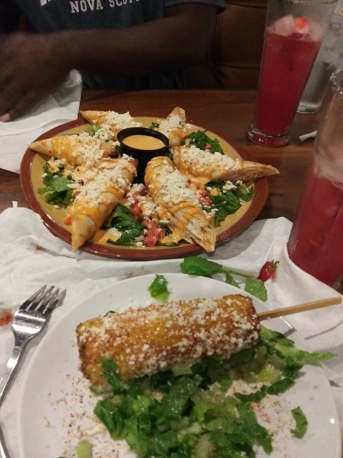 Mexican Street Corn and Chicken Rolls. Stock Photo - Image of street ...