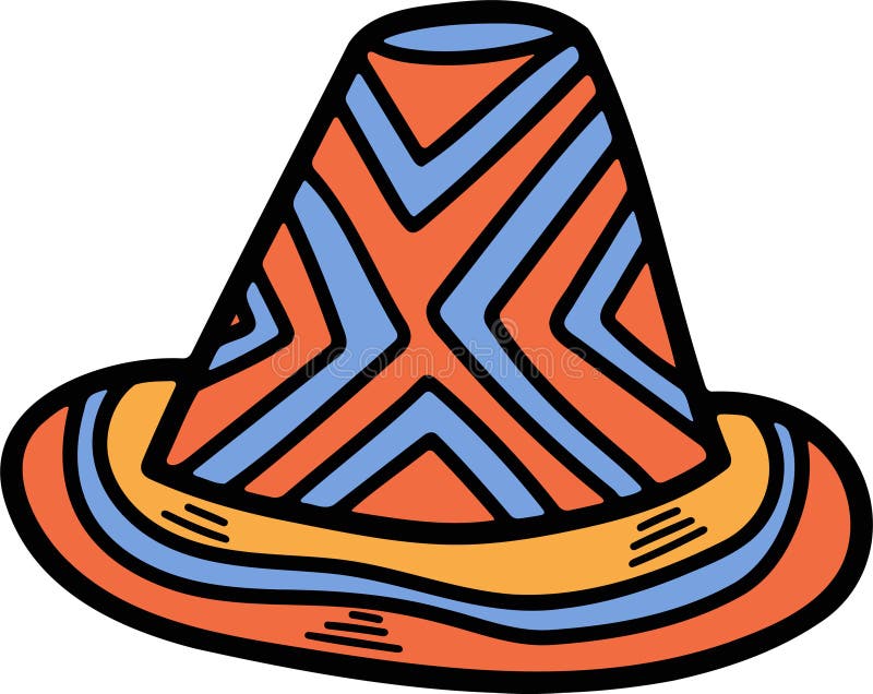 Mexican Style Hat Illustration Hand Drawn in Line Style Stock Vector ...