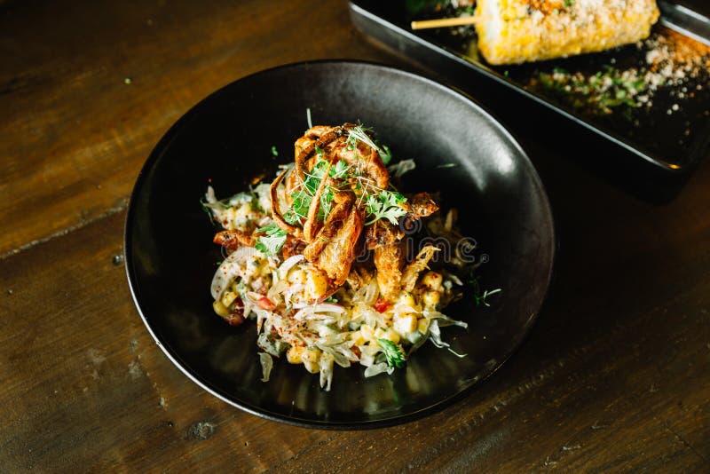 Mexican Style Pomelo Salad Topping with Deep Fried Soft Shell Crab in ...