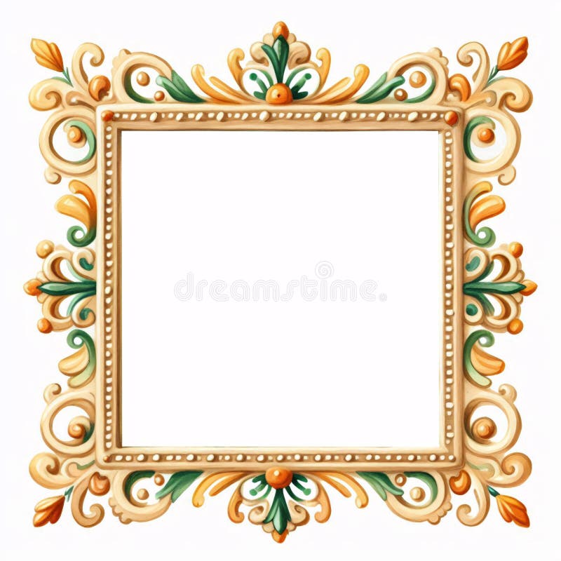 Square Mexican-style Frame with Swirls Elements Stock Illustration ...