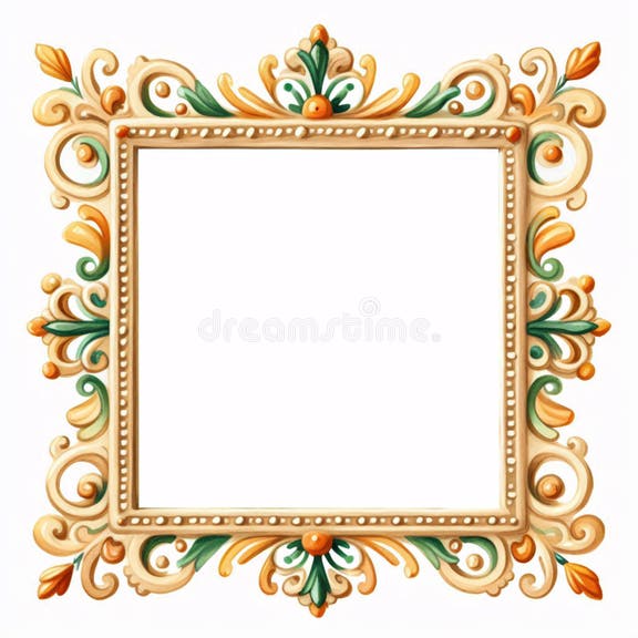 Square Mexican-style Frame with Swirls Elements Stock Illustration ...
