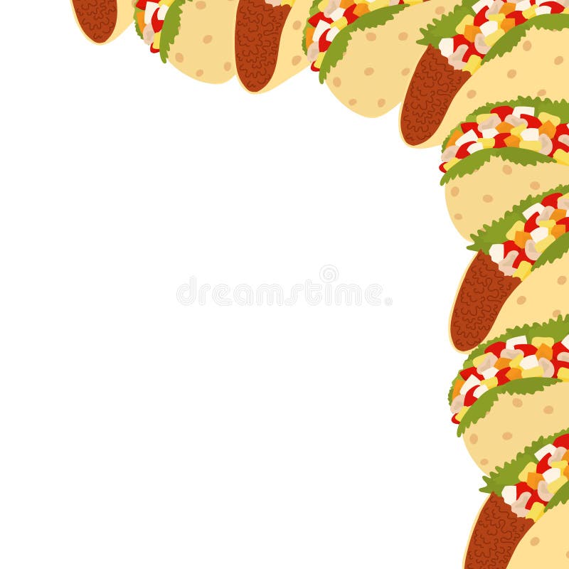 Mexican Taco Meat and Vegetables Circular Frame Border Taco Day ...